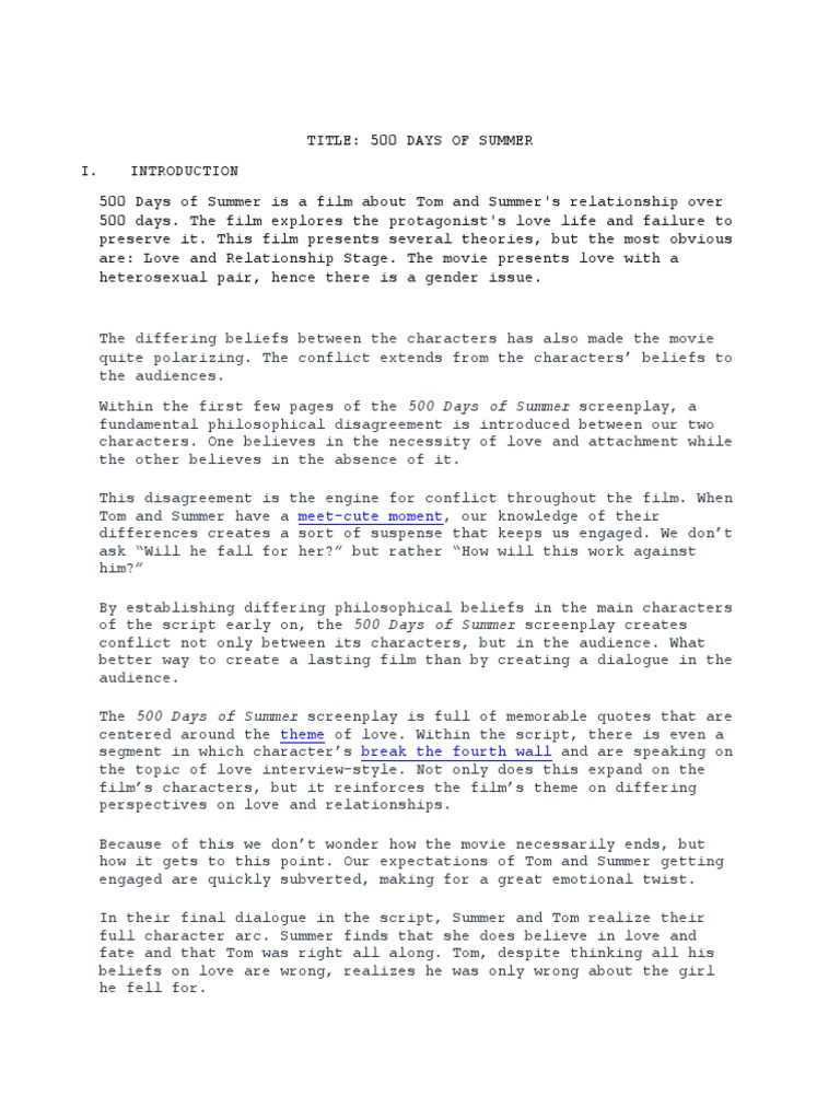 500daysofsummerphilosopy Reflection Draft | PDF | Memory | Love