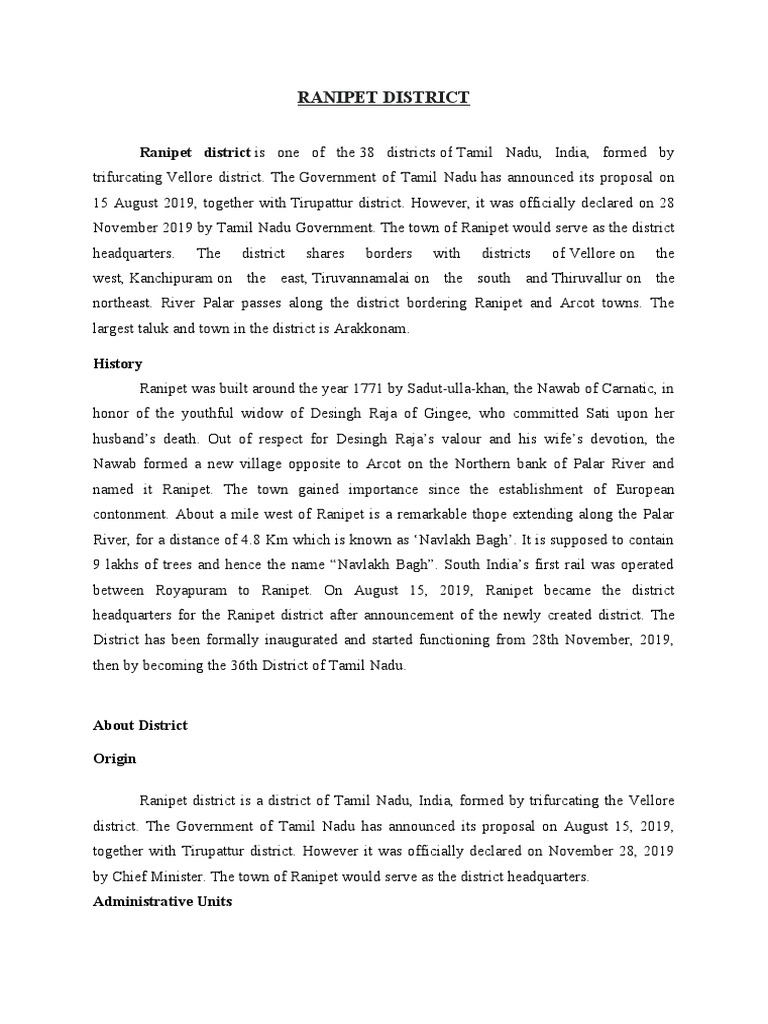 Ranipet District | PDF
