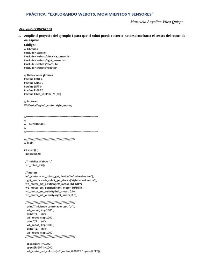 Webots: Robot Movement & Sensors | PDF