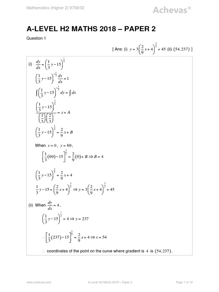 2018 Cambridge H2Maths Paper2 Solutions | PDF | Normal Distribution | Statistics
