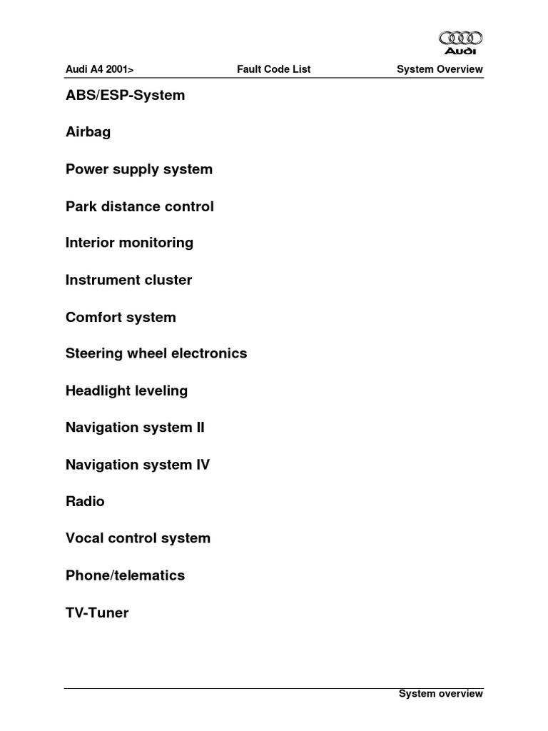 Audi Code Errors | PDF | Anti Lock Braking System | Relay