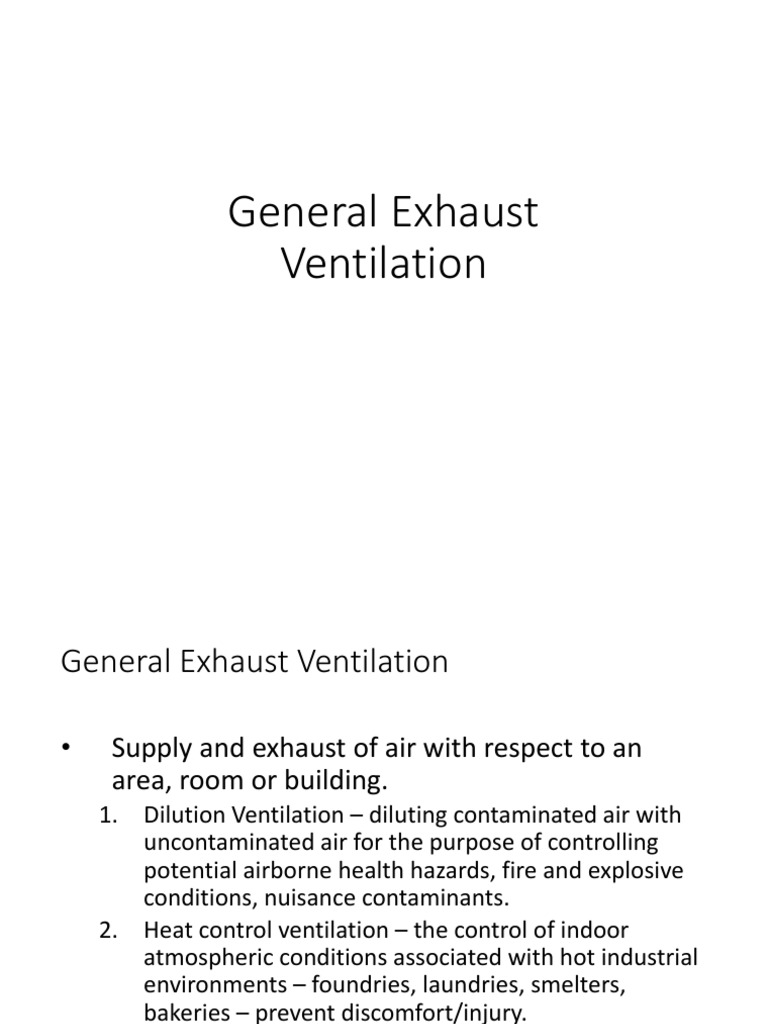 General Exhaust Ventilation | PDF | Ventilation (Architecture) | Chemistry