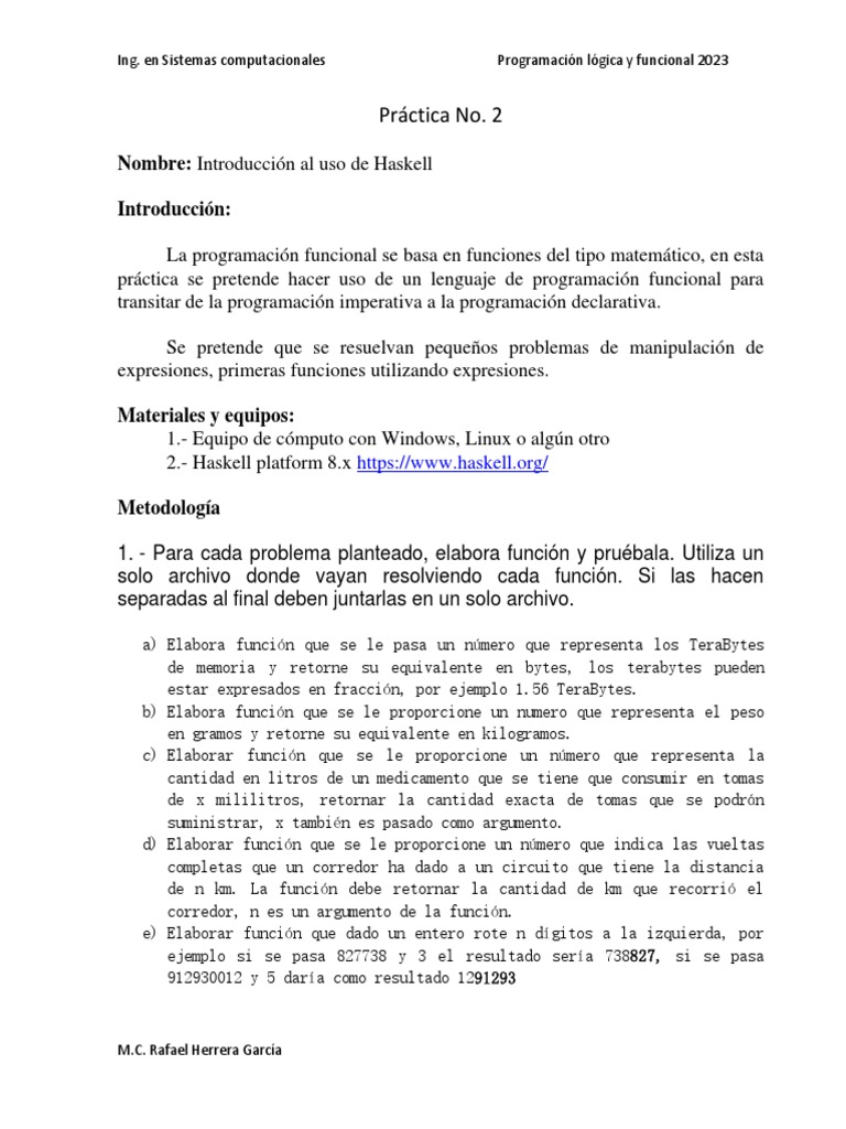 Practica No 2 | PDF | Programacion Funcional | Archivo de computadora
