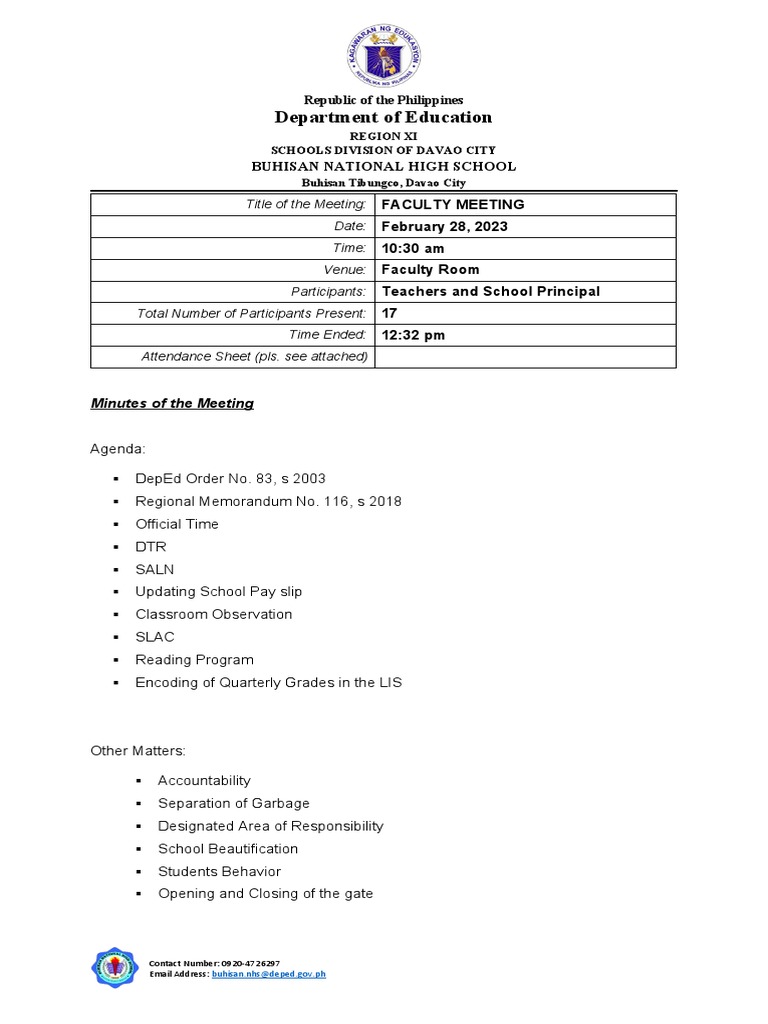 BNHS Min of Meeting | PDF