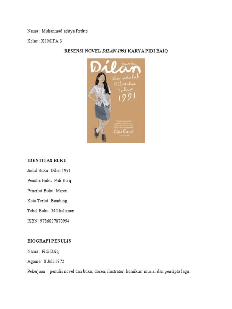 Resensi Novel Dilan 1991 Karya Pidi Baiq | PDF