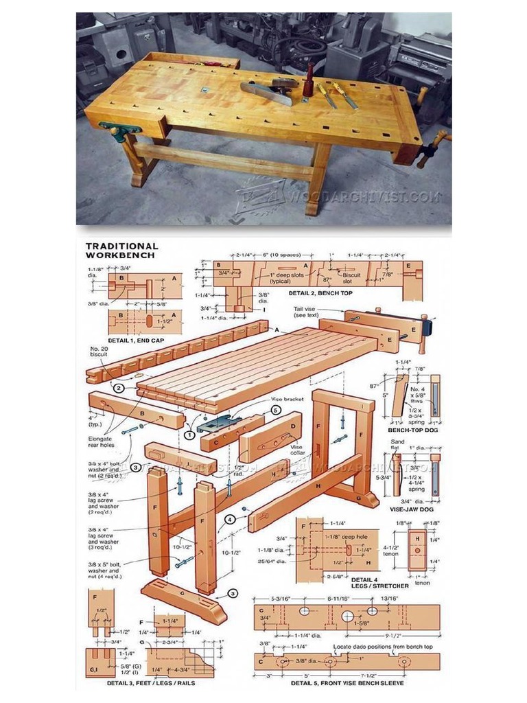 Plano Fácil de Mesa de Trabajo de Carpintería | PDF