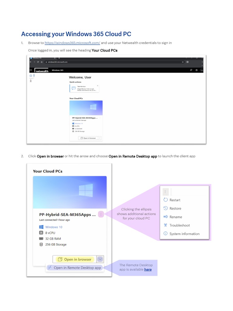 Accessing Your Windows 365 Cloud PC | PDF