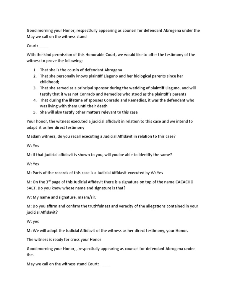 Script | PDF | Affidavit | Witness