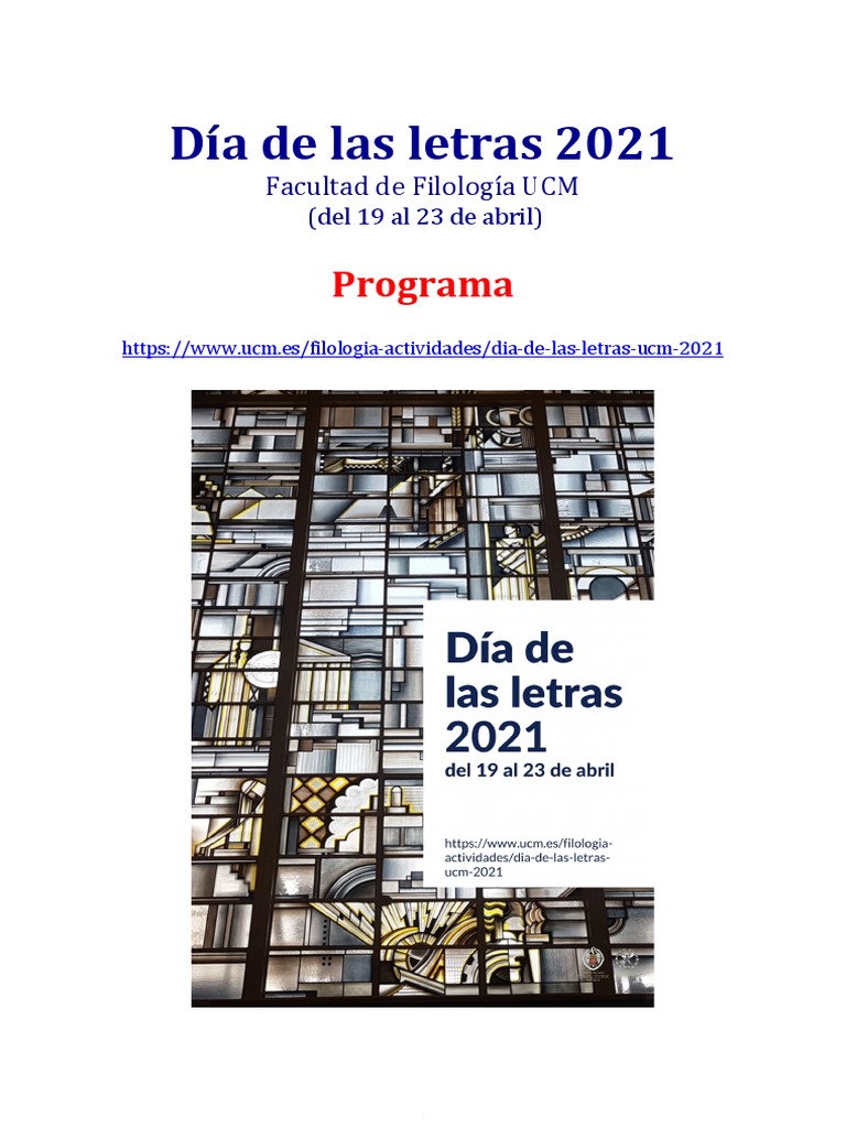 Día de Las Letras - Programa Facultad de Filología Ucm | PDF | Hungría ...