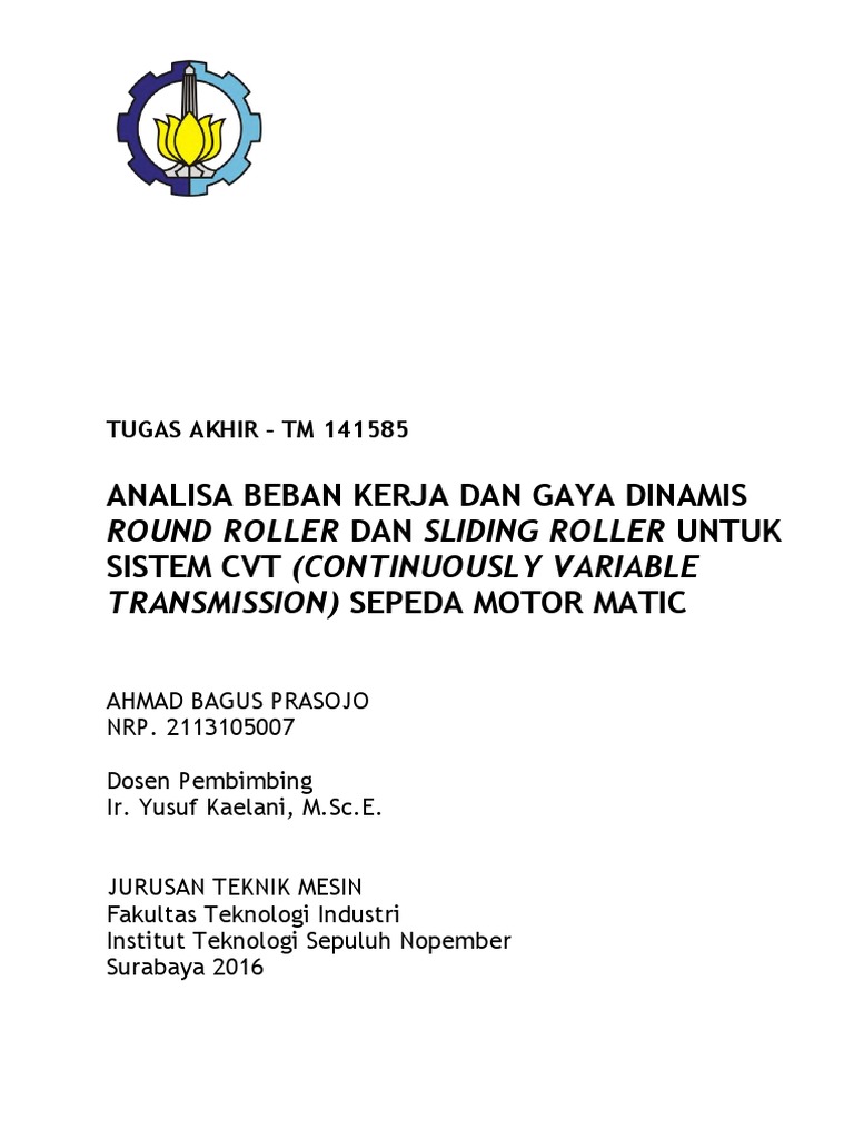 Analisa Beban Kerja Dan Gaya Dinamis Sistem CVT (Continuously Variable | PDF | Metode & Bahan Ajar