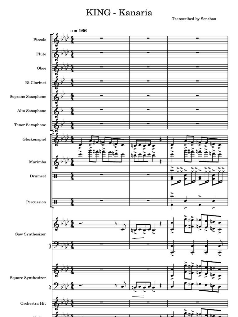 KING - Kanaria: Transcribed by Senchou | PDF | Music Production | Musical Instruments
