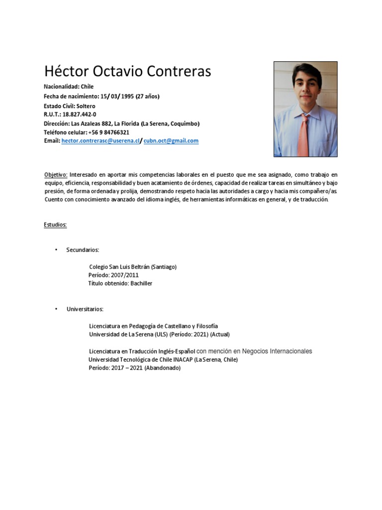 Perfil Profesional de Héctor Contreras | PDF | Crecimiento personal y ...