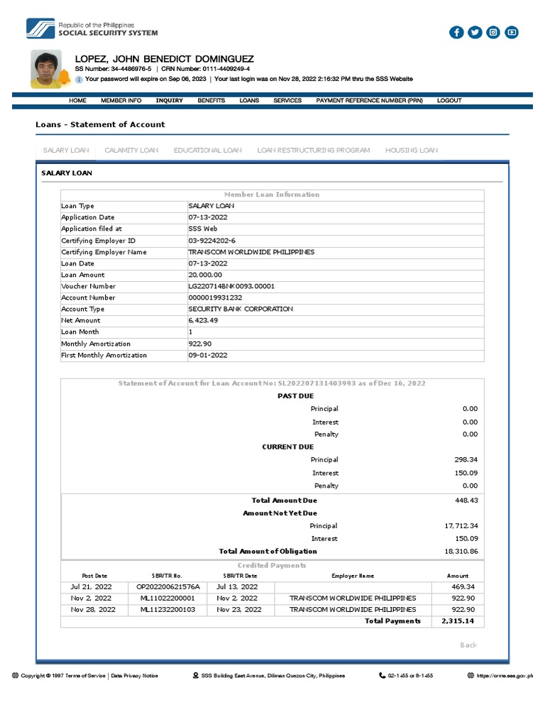 SOA - Salary Loan | PDF | Loans | Business