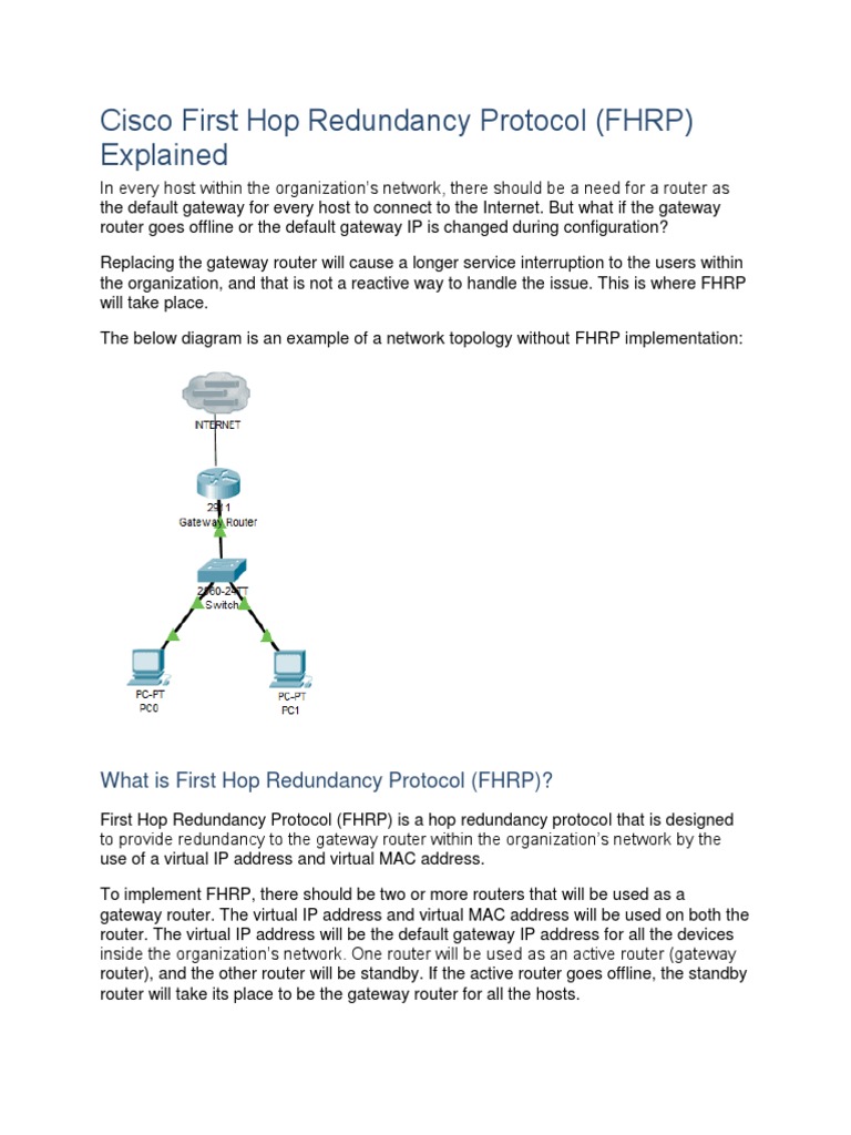 Cisco First Hop Redundancy Protocol by Tanmoy | PDF | Router (Computing ...