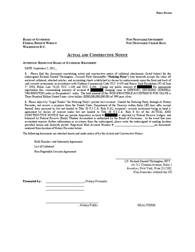 Actual and Constructive Notice Document | PDF