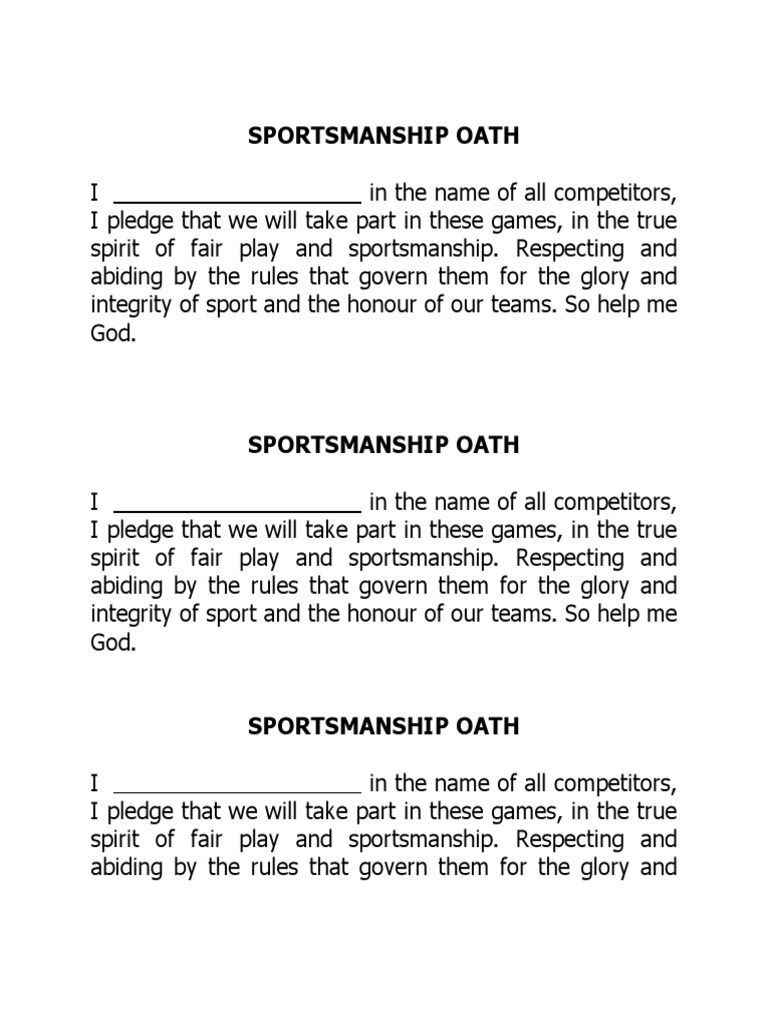 Sportsmanship Oath | PDF