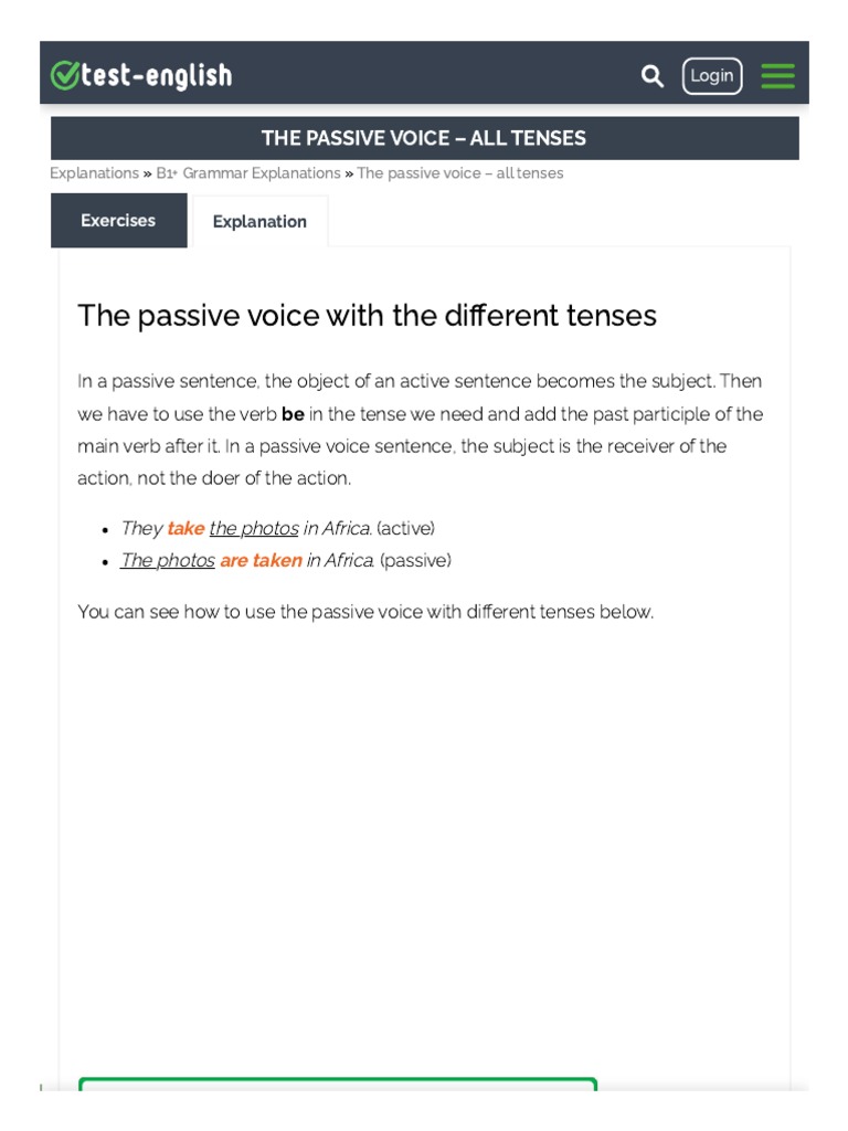 The Passive Voice - All Tenses - Test-English | PDF