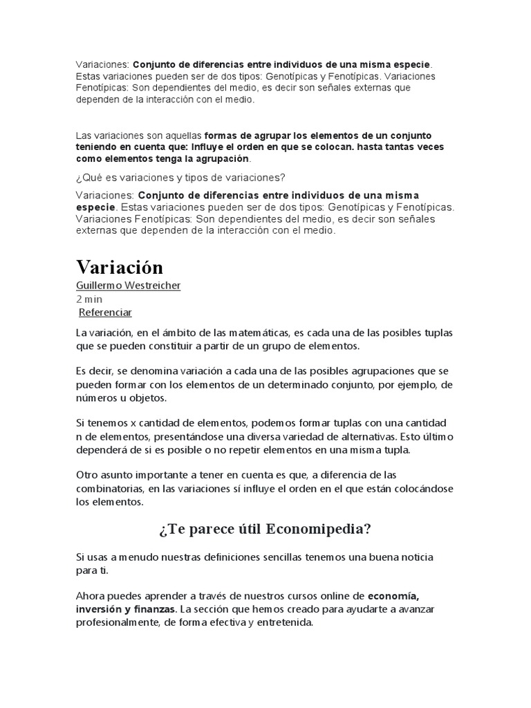 Variaciones | PDF | Permutación | Genotipo