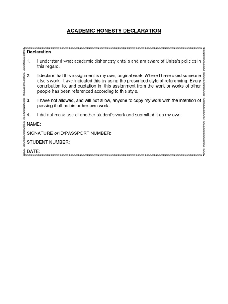 ACADEMIC HONESTY DECLARATION (1) | PDF