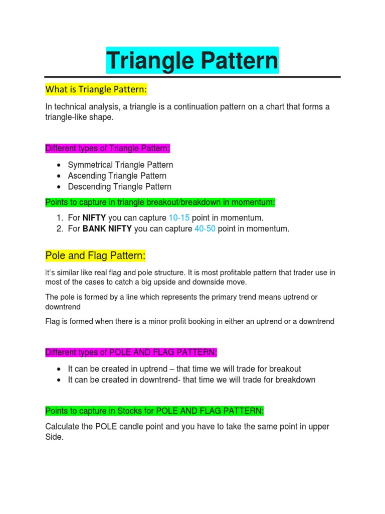 Deep Knowledge On Triangle Pattern | PDF | Technical Analysis | Investing