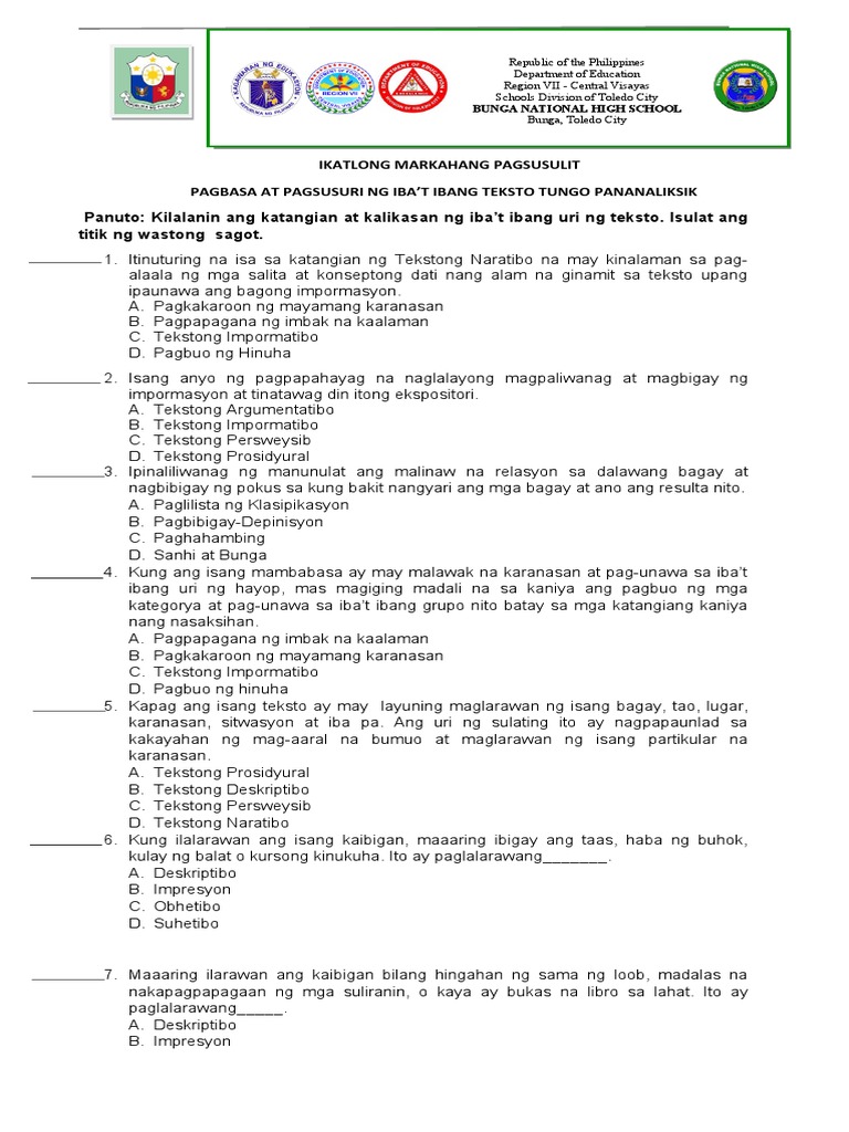 Bunga National High School | PDF
