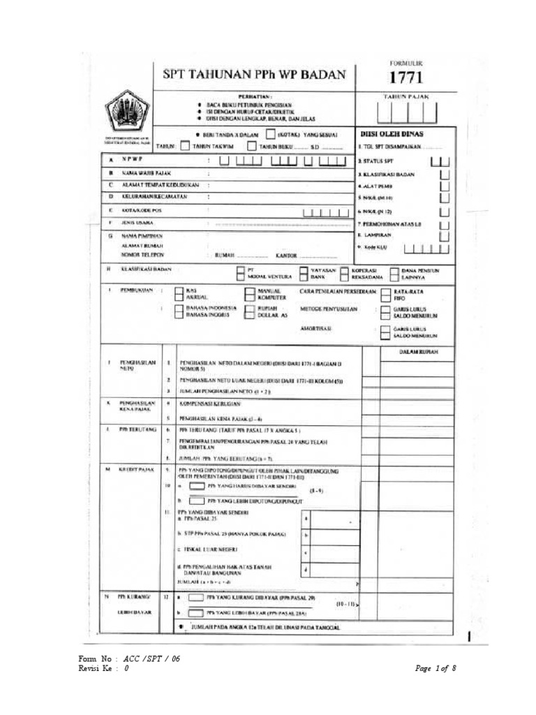 Form 1771 SPT Badan | PDF