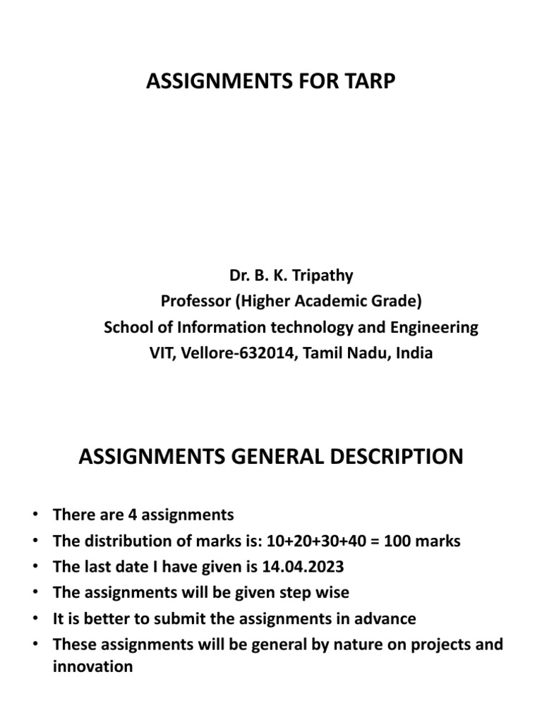 Assignments For Tarp | PDF