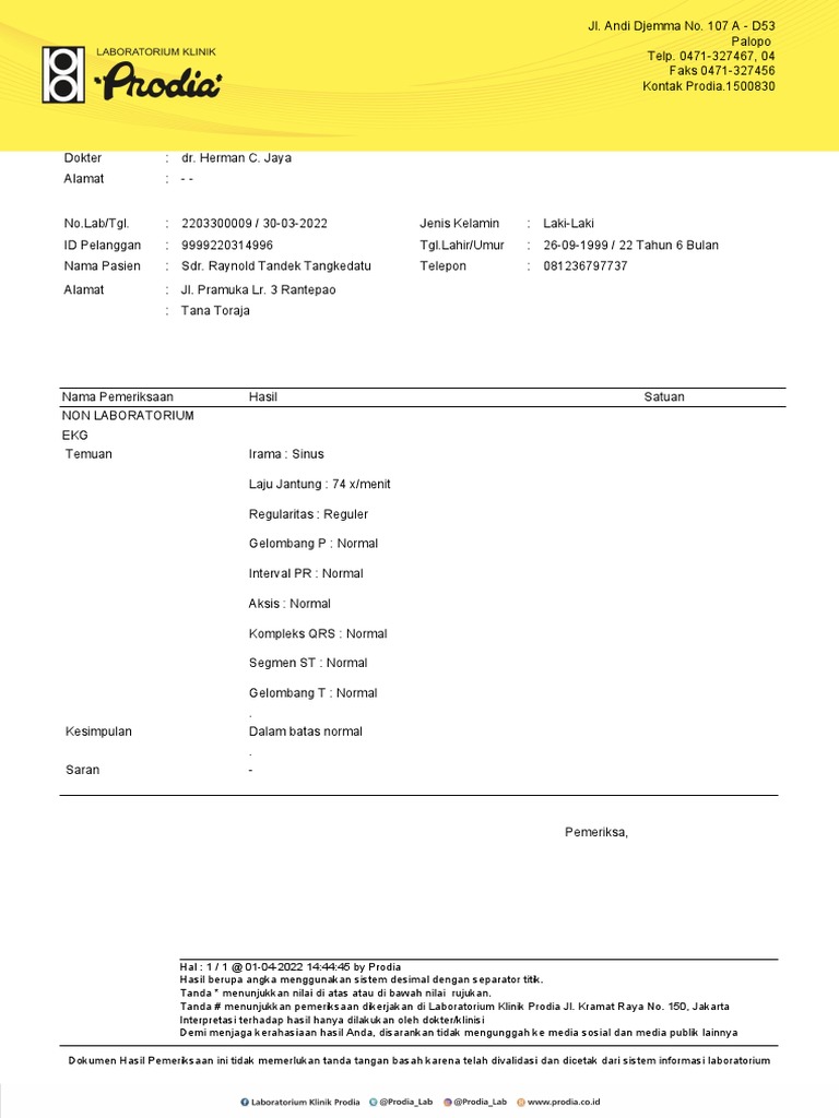 EKG - Raynold Tandek Tangkedatu | PDF