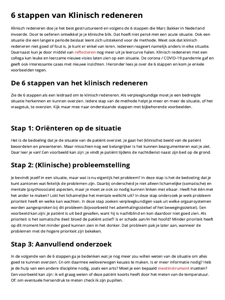2022 - 6 Stappen Van Klinisch Redeneren | PDF