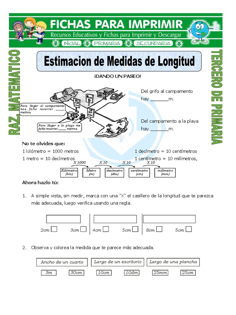 Actividades de Medidas de Longitud 3° Primaria | PDF | Longitud | Cantidad