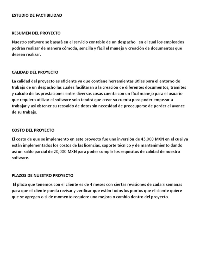 Estudio de Factibilidad | PDF
