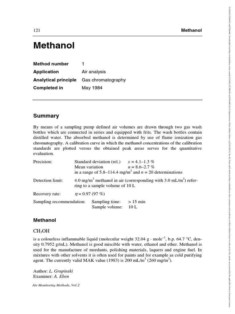 Methanol | PDF | Gas Chromatography | Chemistry