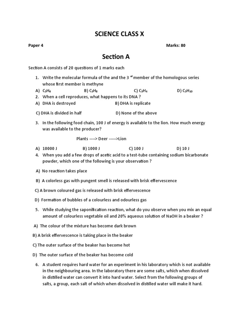 Science Paper 4 Class X | PDF | Hormone | Materials