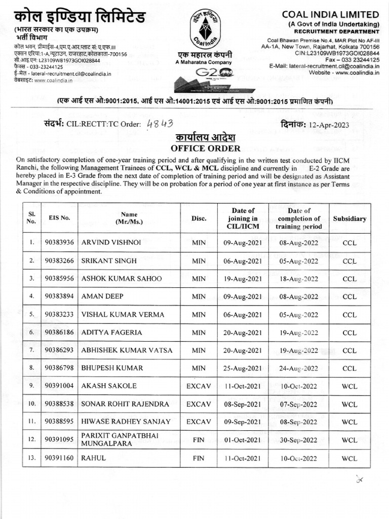 4843 Training Closure of MTs CCL WCL MCL ARVIND VISHNOI 24 Ors. | PDF ...