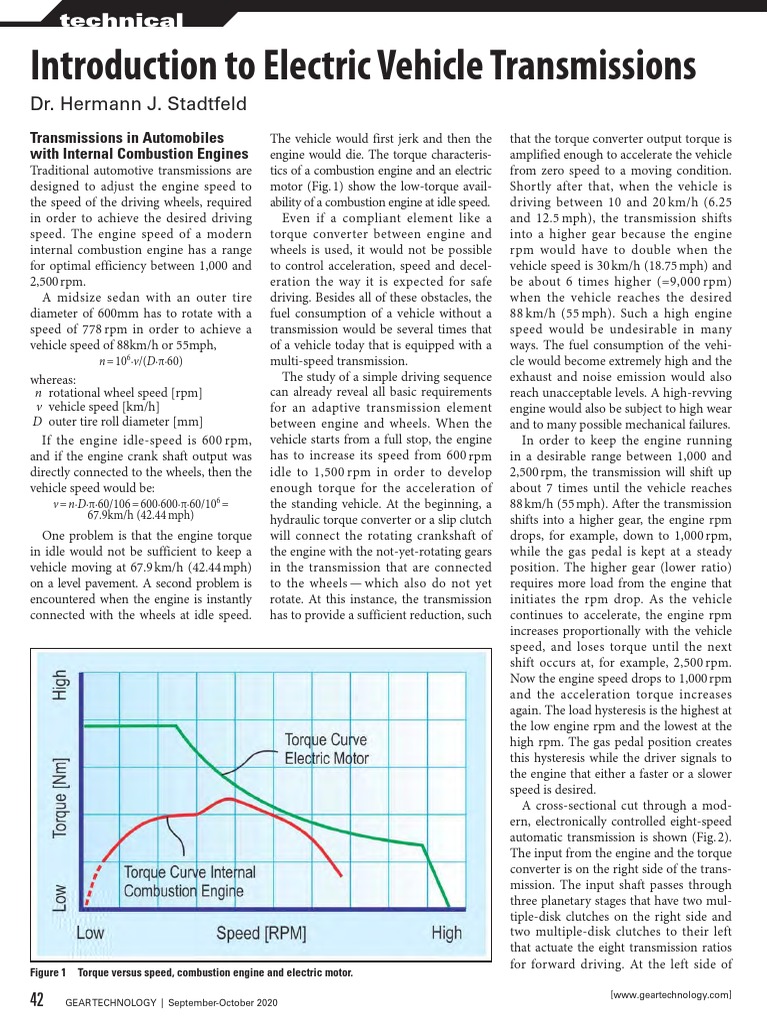 Electric Vehicle Transmission Overview | PDF | Electric Motor | Gear