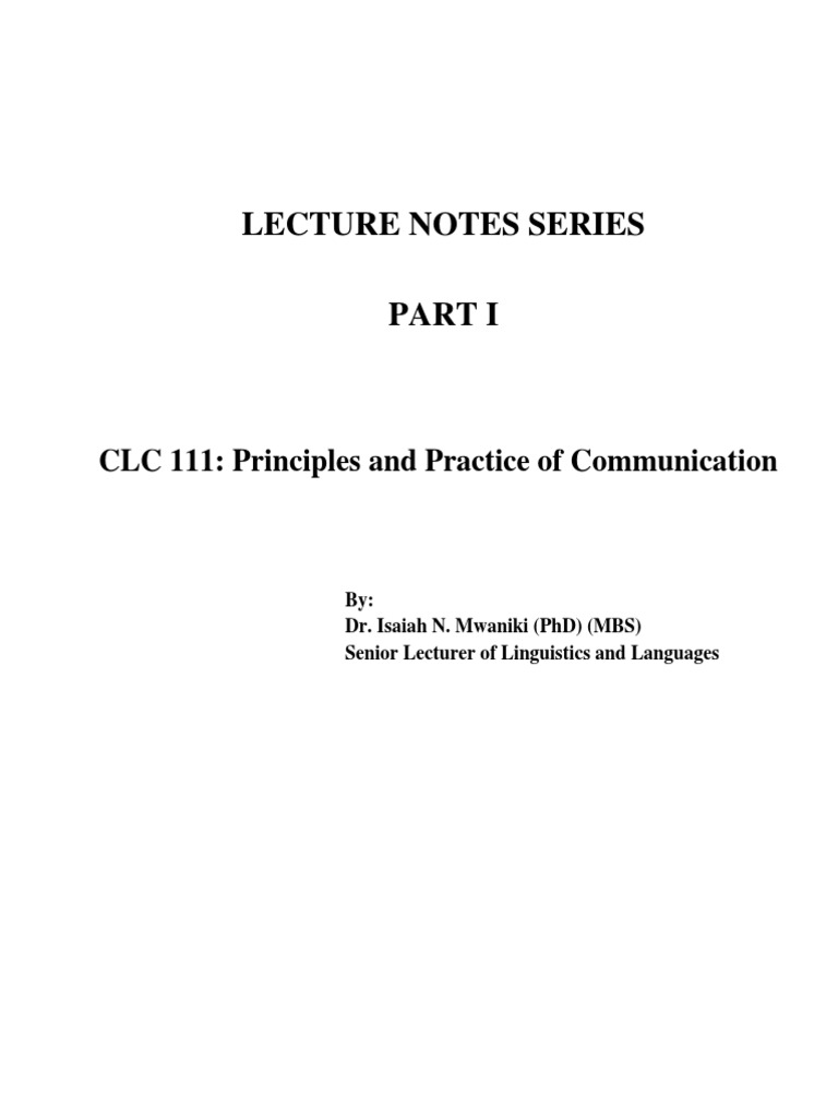 CLC 111 Lecture 1 | PDF | Language Arts & Discipline