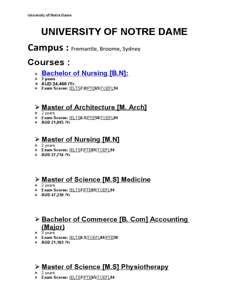 Campus:: University of Notre Dame | PDF | Academic Degree | Bachelor Of ...