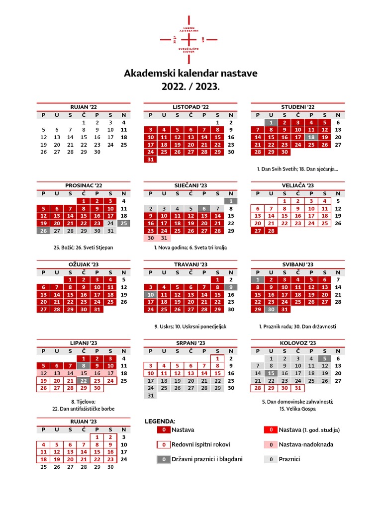 Akademski Kalendar 2022 2023 | PDF