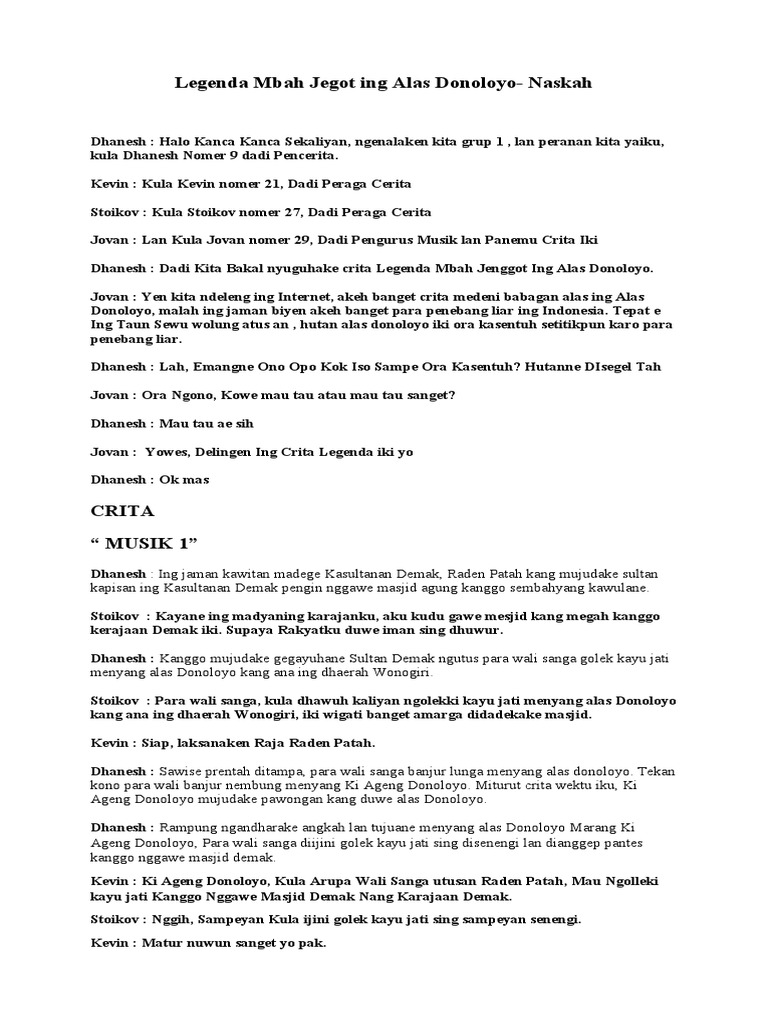 Legenda Mbah Jegot ing Alas Donoloyo- PENCERITA - Copy | PDF