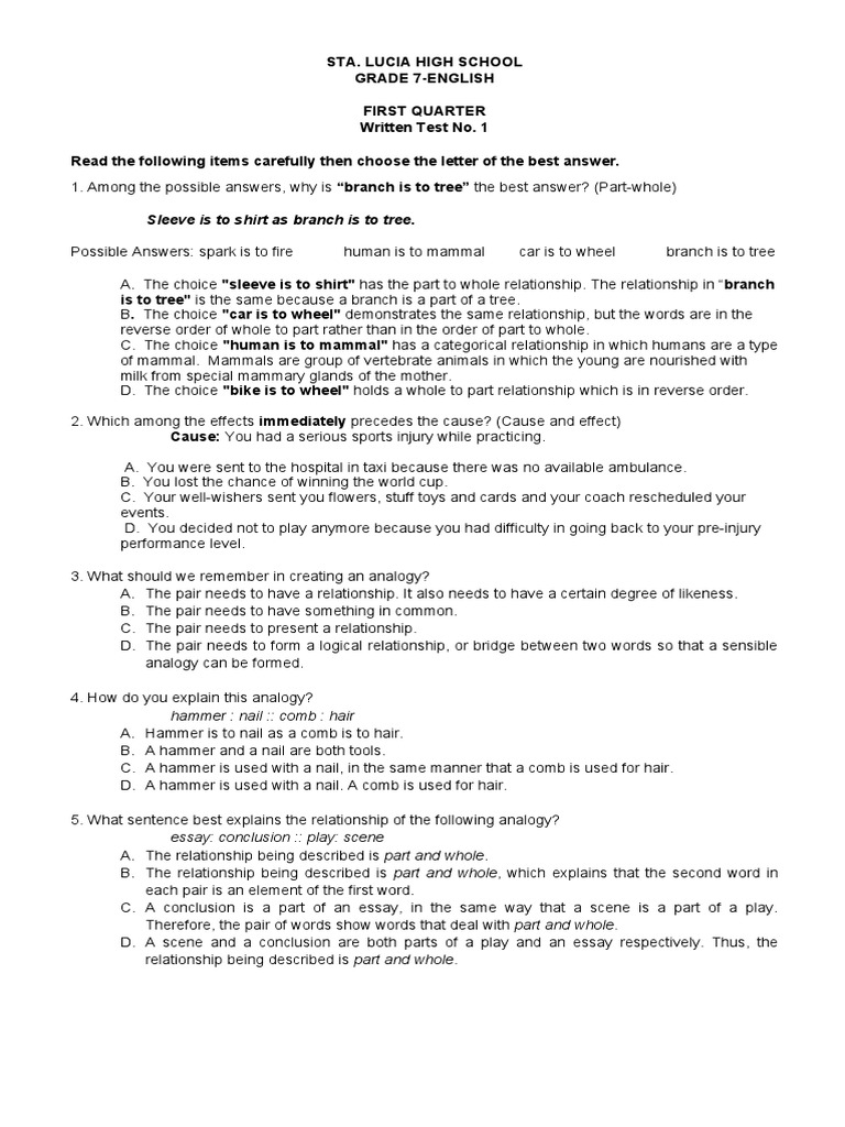 Quarter 1 Written Work 1 | PDF