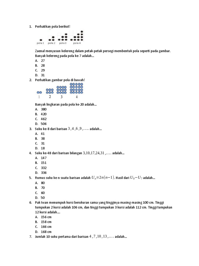 Soal Pola Bilangan Dan Barisan | PDF