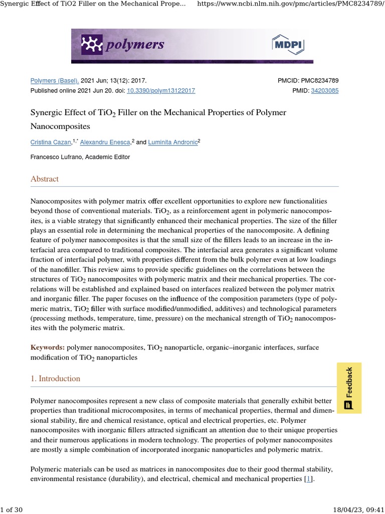 Synergic Effect of TiO2 Filler On The Mechanical Properties of Polymer ...