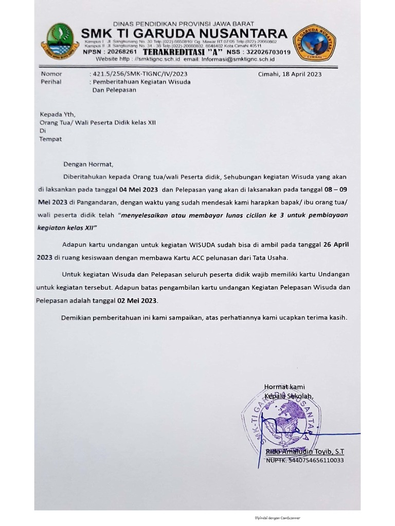 Contoh Surat Pemberitahuan | PDF