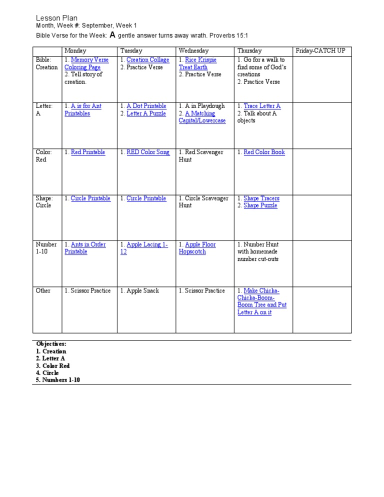 Lesson Plan-Week 1 | PDF | Language Arts & Discipline