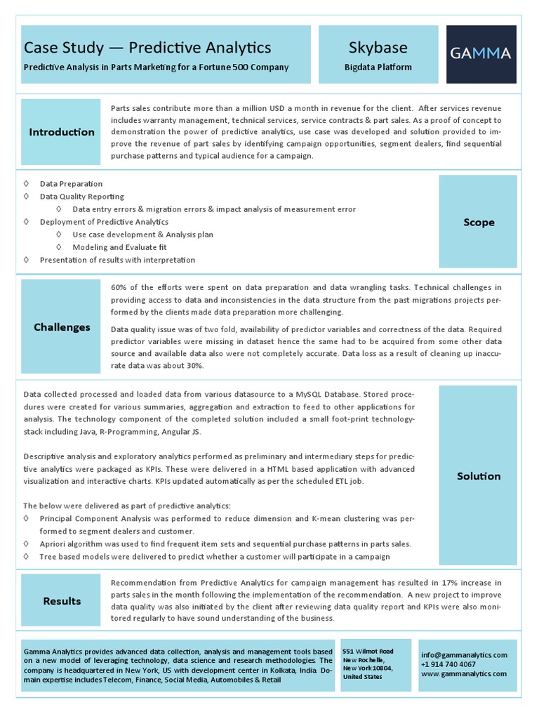 Case Study Predictive Analytics | PDF | Analytics | Data
