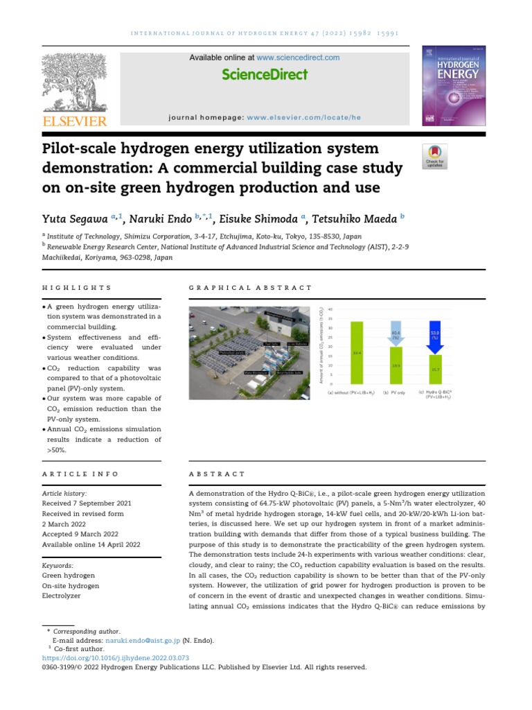 Pilot-Scale Hydrogen Energy Utilization System Demonstration: A ...
