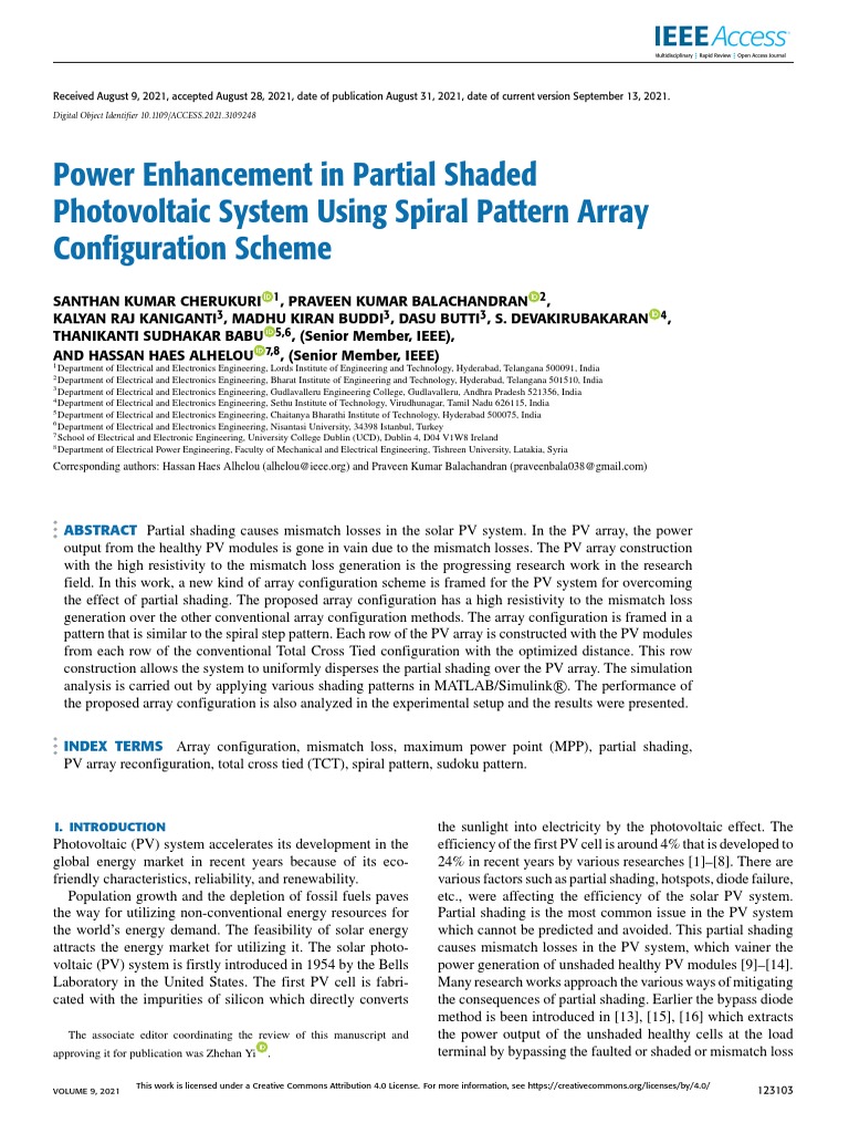 Power Enhancement in Partial Shaded Photovoltaic System Using Spiral ... Power Enhancement in Partial Shaded Photovoltaic System Using Spiral ...