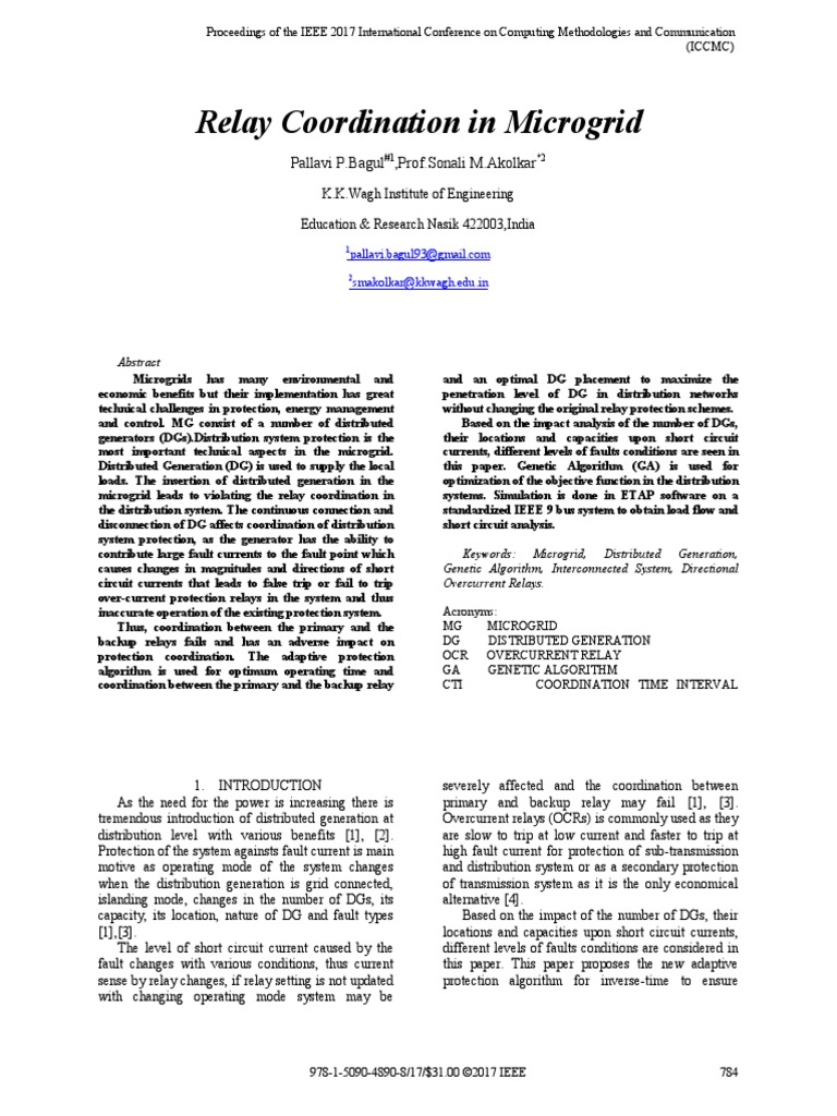 Relay Coordination in Microgrid: Pallavi P.Bagul, Prof - Sonali M.Akolkar | PDF | Distributed ...