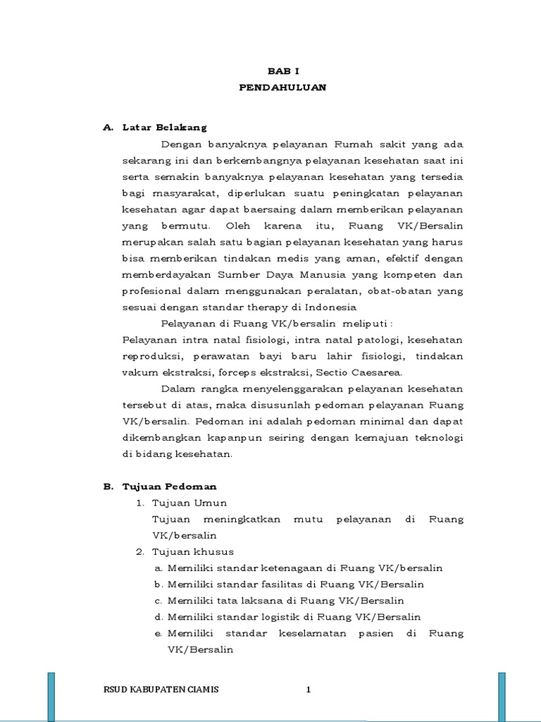 Pedoman Pelayanan VK | PDF