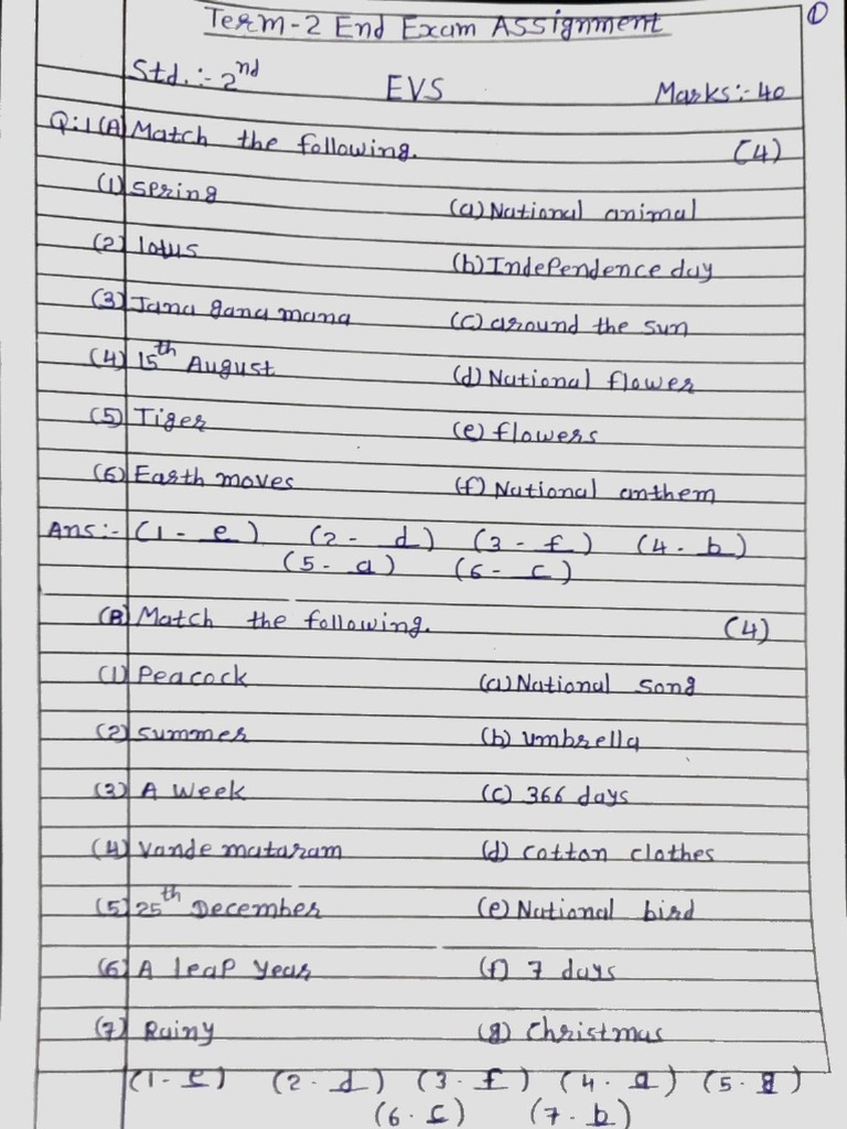 2nd EVS Term-2 Exam Assignment | PDF